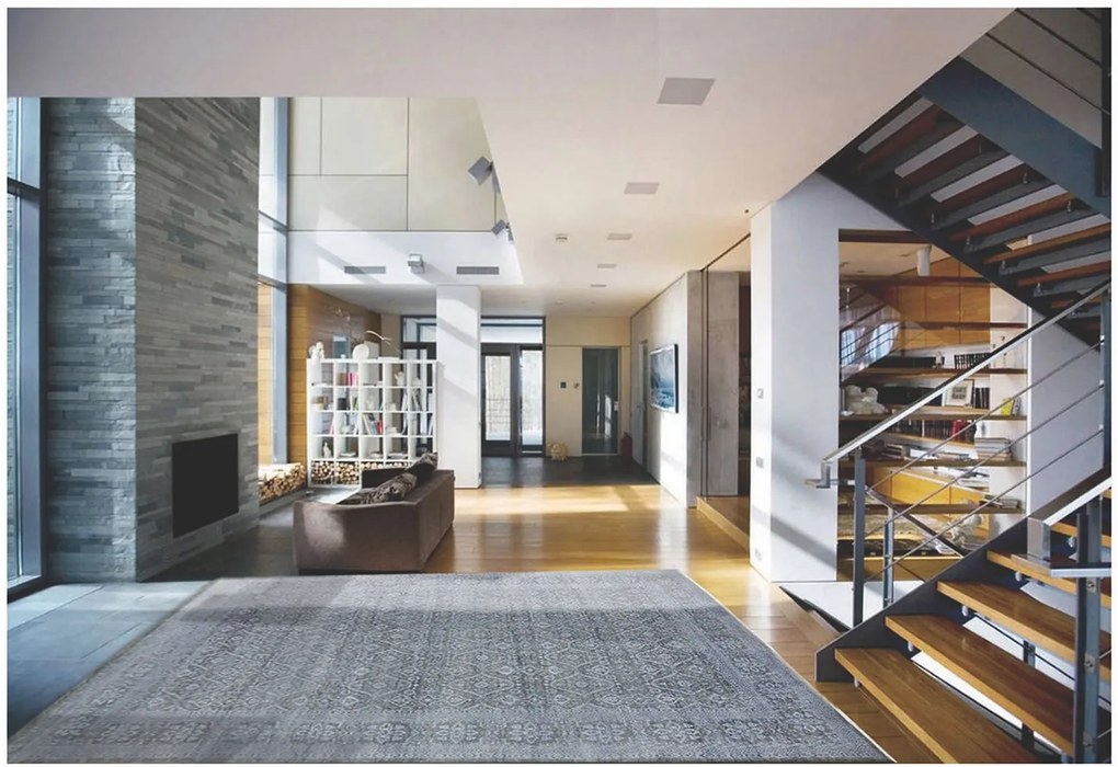 Diamond Carpets India, Ručně vázaný kusový koberec Diamond DC-HALI B Light grey/blue, 275x365, modrá, chodba / předsíň