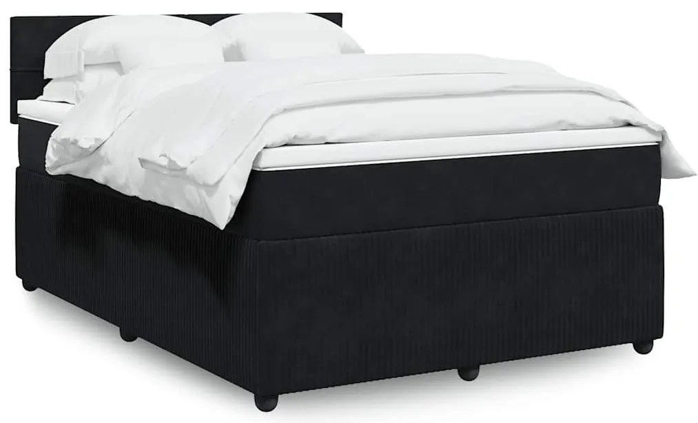 Box spring postel s matrací černá 140x200 cm samet 3287760
