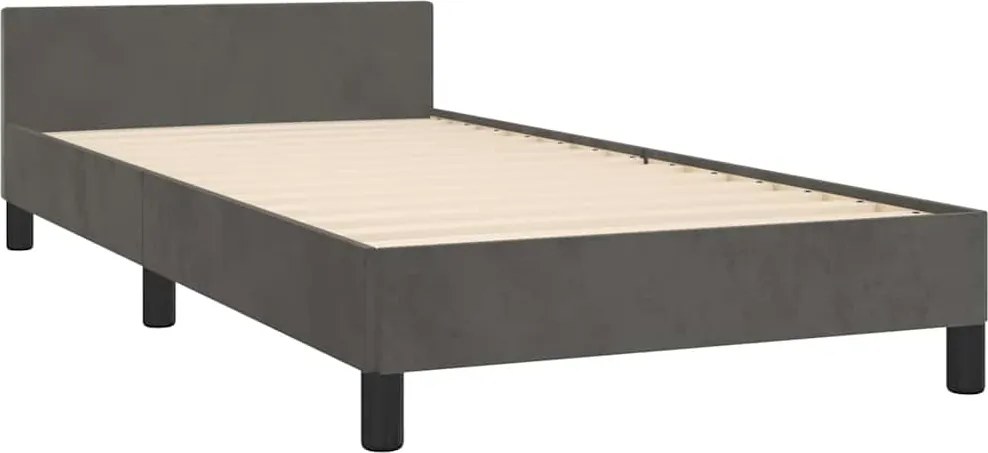 Rám postele bez matrace tmavě šedá 80 x 200 cm samet 3125783