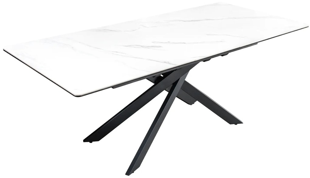 Roztahovací keramický stůl Halia 160-200 cm bílý mramor