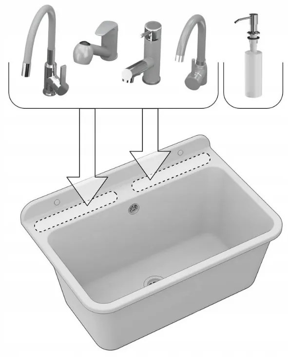 Sink Quality Universe, univerzální plastová výlevka 61x41x30 cm + sifon, 1-komorová, šedá, SKQ-KGLK60-G