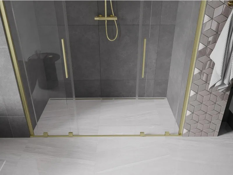 Mexen Velar Duo, posuvné dveře do otvoru 170x200 cm, 8mm čiré sklo, zlatá matná, 871-170-000-02-55