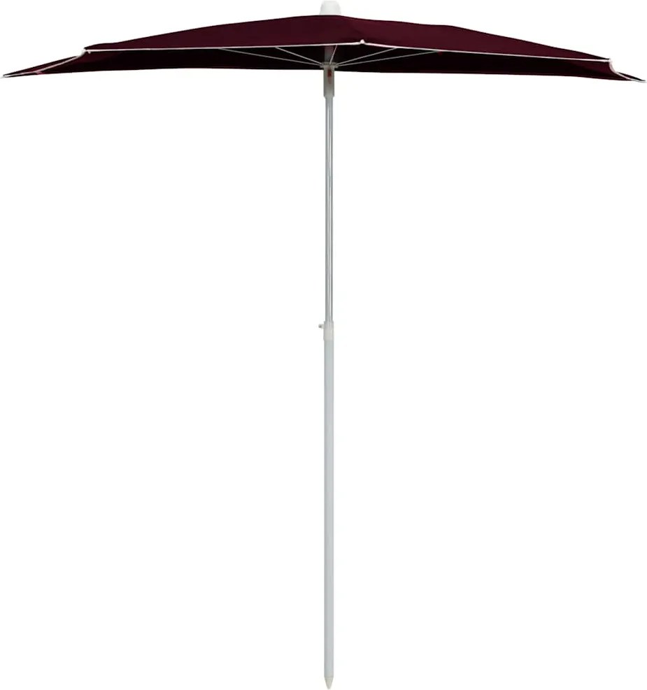 Zahradní půlkruhový slunečník s tyčí 180 x 90 cm bordó 315563