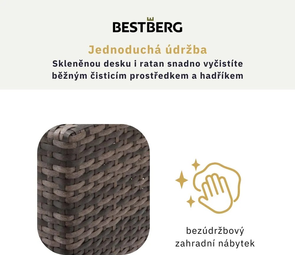 7dílný zahradní jídelní ratanový set BestBerg Capton BBRF-17786BR / hnědá
