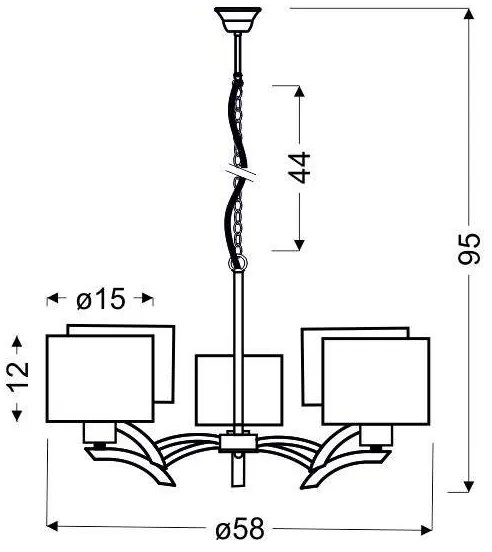 Lustr na lanku DRAGA 5xE27/60W/230V béžová/lesklý chrom