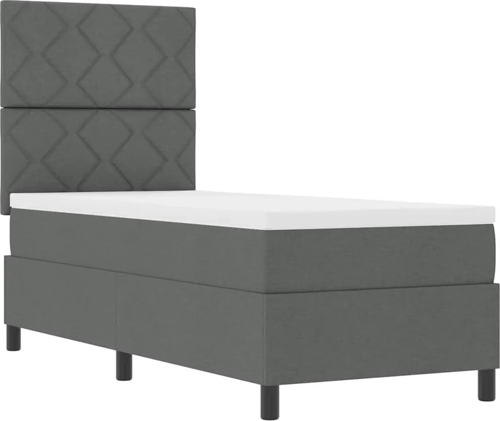Postel s boxspringem s čelo Tmavě šedá 80 x 200 cm textil 3339421
