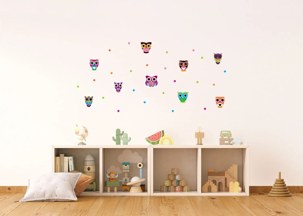 Dětská samolepka na zeď Sovičky | 42.5 x 65 cm | DSM3437