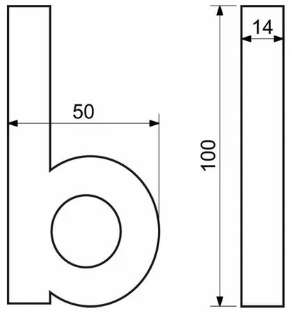 Hliníkové číslo b v „3D“ provedení se strukturovaným povrchem RICHTER RN.100LV.B.AL.AM.3D