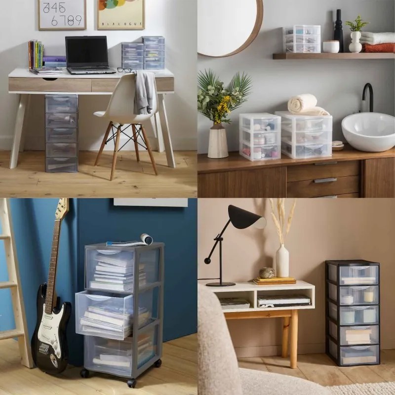 SUNDIS Úložný box s 6 zásuvkami, antracit, OFFICEMIX