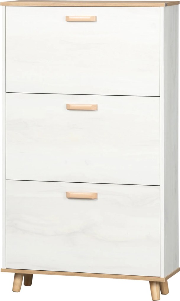 HOMCOM Moderní botník Úzký botníkový regál s 3 skládacími zásuvkami pro 12 párů obuvi a nastavitelnou policí pro předsíň 70x23,5x122 cm Bílý | Aosom