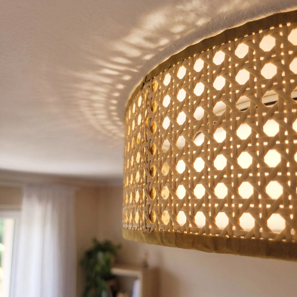Toolight Toolight, LED stropní svítidlo plafon s ratanovým stínítkem 4000K, APP1934-C, bílá-ratan, 50 cm, OSW-66090