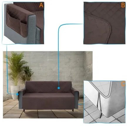 Potah na sedačku PARIS hnědý, 150 cm