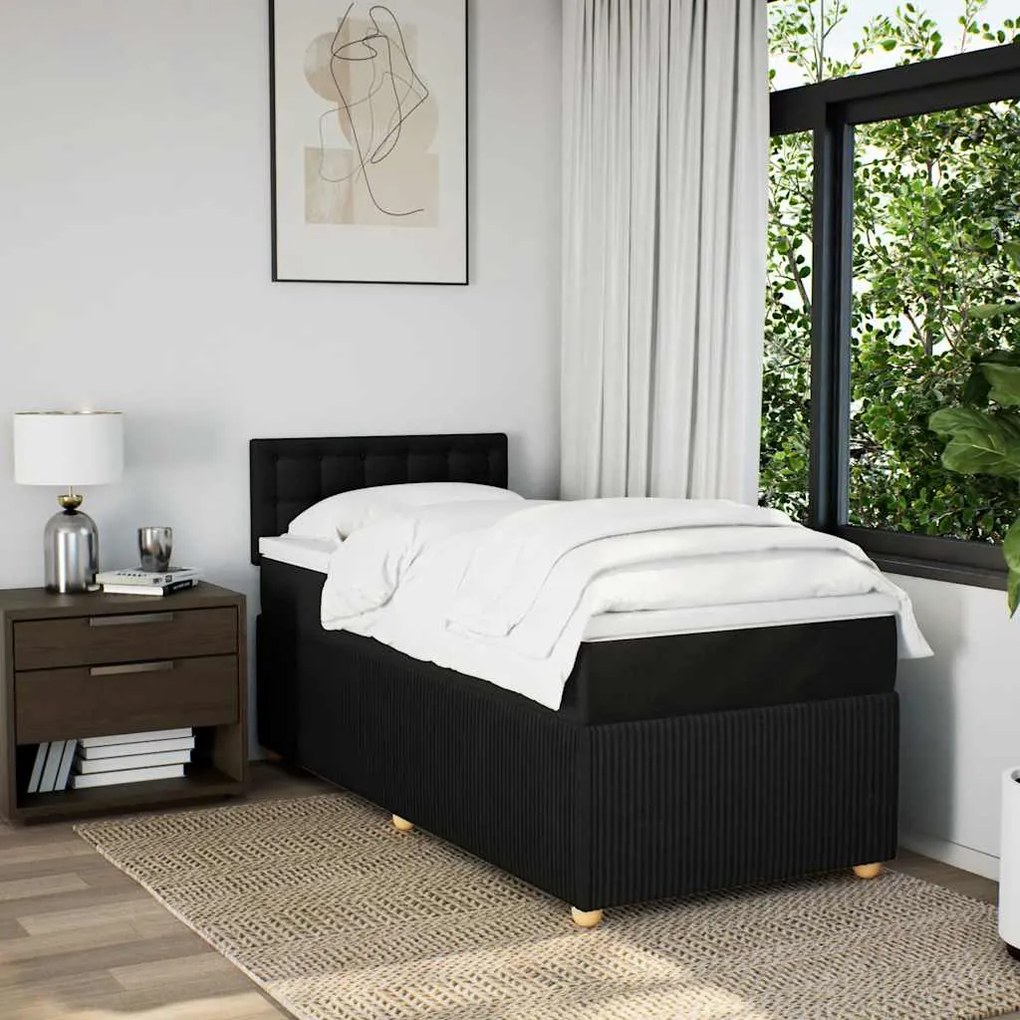 Box spring postel s matrací černá 100 x 200 cm textil 3289683