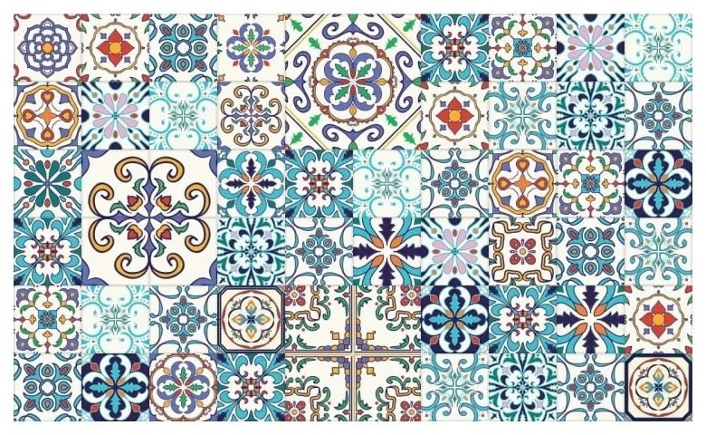 Sada 60 nástěnných samolepek Ambiance Tiles Azulejos Antibes, 10 x 10 cm