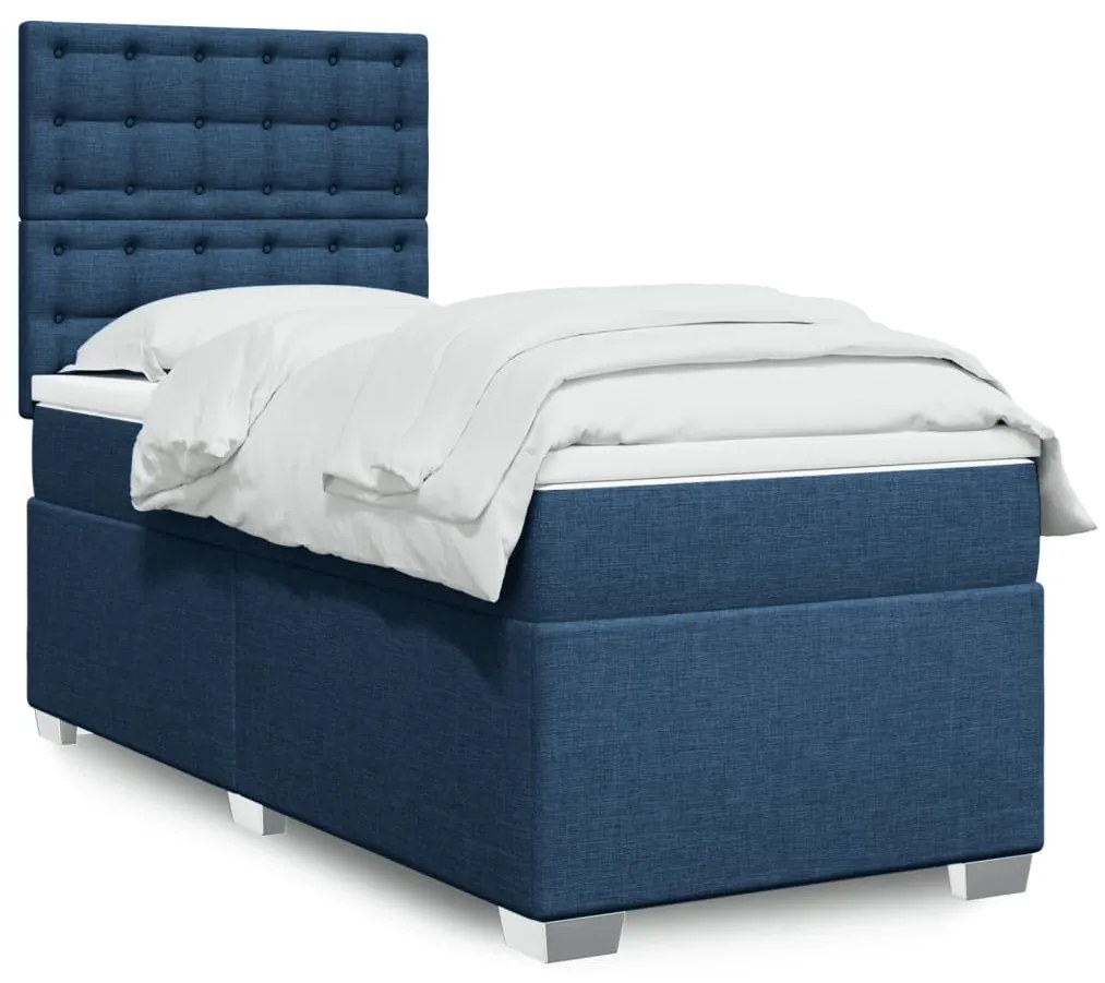 Box spring postel s matrací modrá 100 x 200 cm textil 3290419