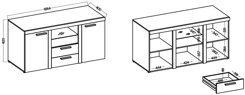 FALCO Komoda Rizo 2D2S Odstín: Bílá/beton