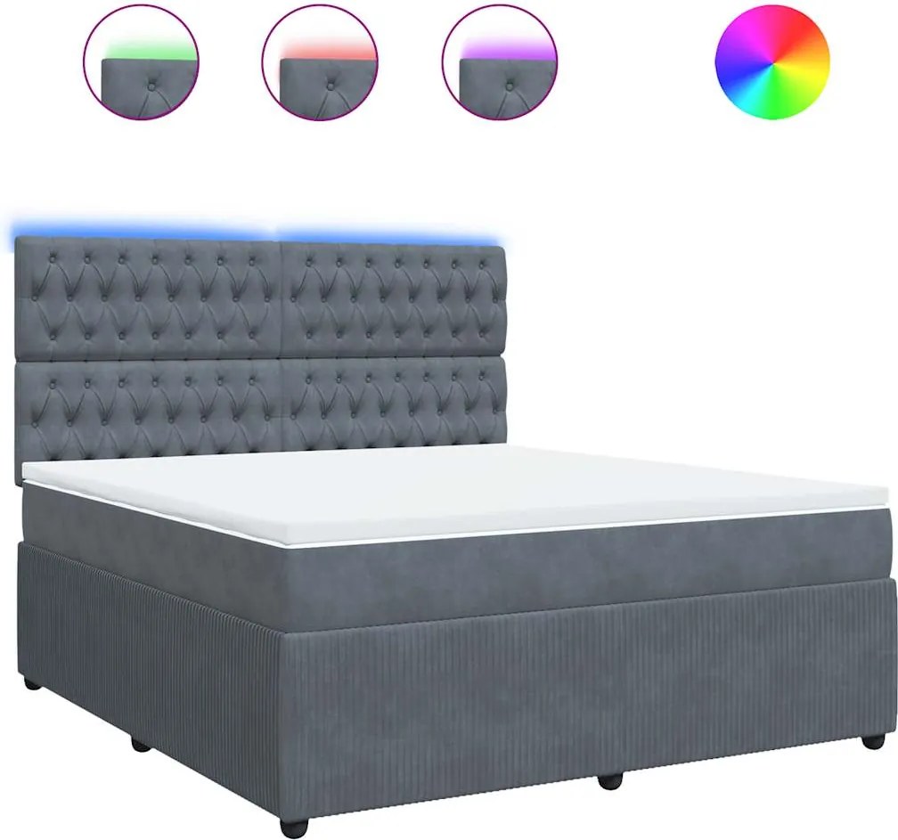 Box spring postel s matrací tmavě šedá 180x200 cm samet 3294713