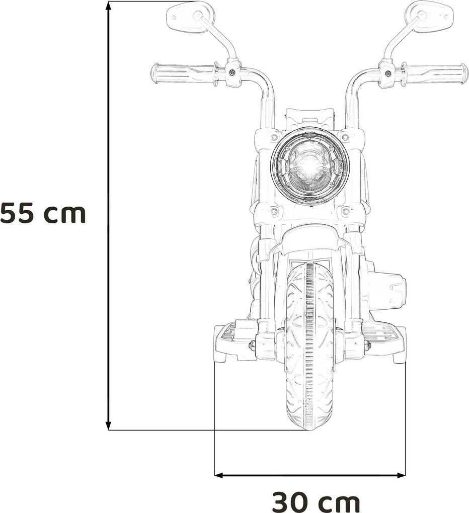 Ramiz Elektrická motorka Chopper FASTER pro děti bílá + FM rádio + audio panel + LED