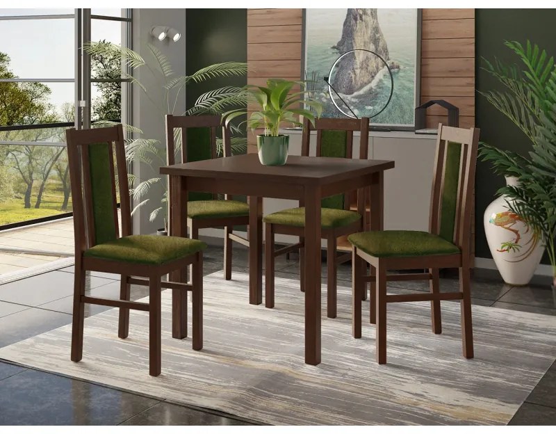 Jídelní stůl se 4 židlemi - AL27, Barva dřeva: ořech-L, Potah: Hygge D91
