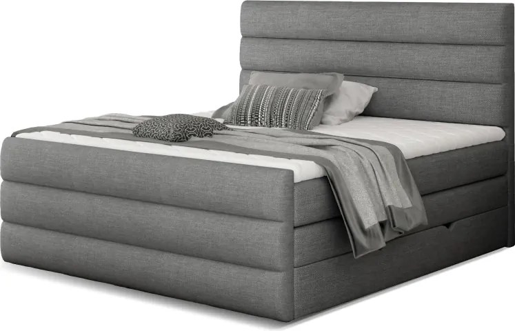 Kontinentální boxspring postel Carmen, šedá 160x200cm (sawana 05/ Cand 09)