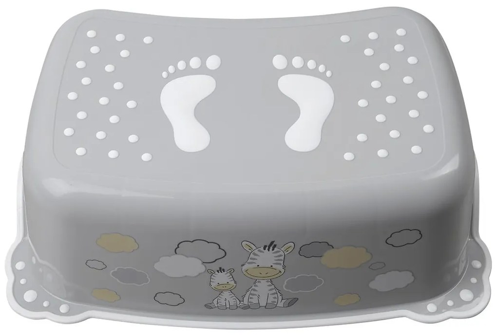 BISK Erga 4 KIDS, dětské protiskluzové stupátko do koupelny Zebra, šedá, ERG-08319