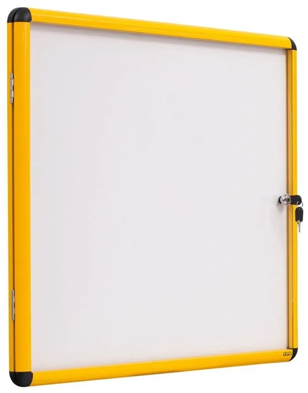 Bi-Office Vnitřní vitrína s bílým magnetickým povrchem, žlutý rám, 720 x 674 mm (6xA4)
