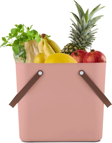 Rotho Nákupní taška, kabelka, plastová MULTIBAG dl. uši, starorůžová, 25l