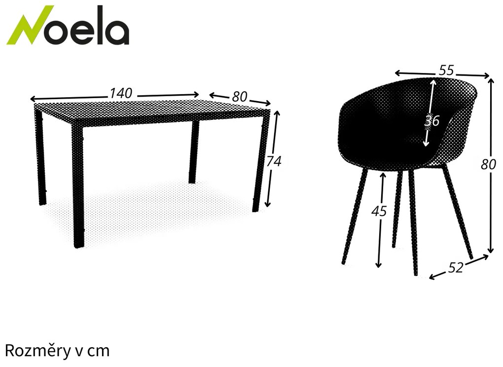 Noela Zahradní jídelní set Viking L + 4x židle Rikke