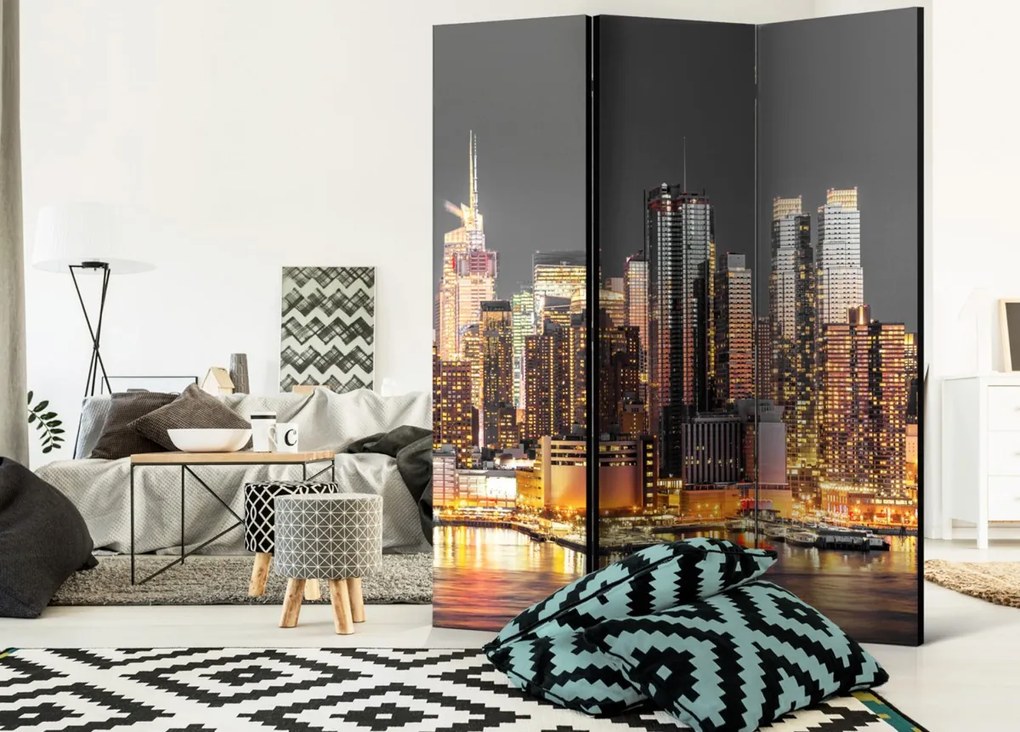 Paraván New York za soumraku (135x172 cm) - Murando DeLuxe