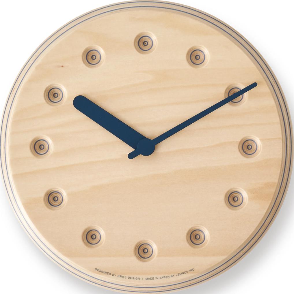 Nástěnné hodiny Paper Wood Line modré ručičky 22 cm