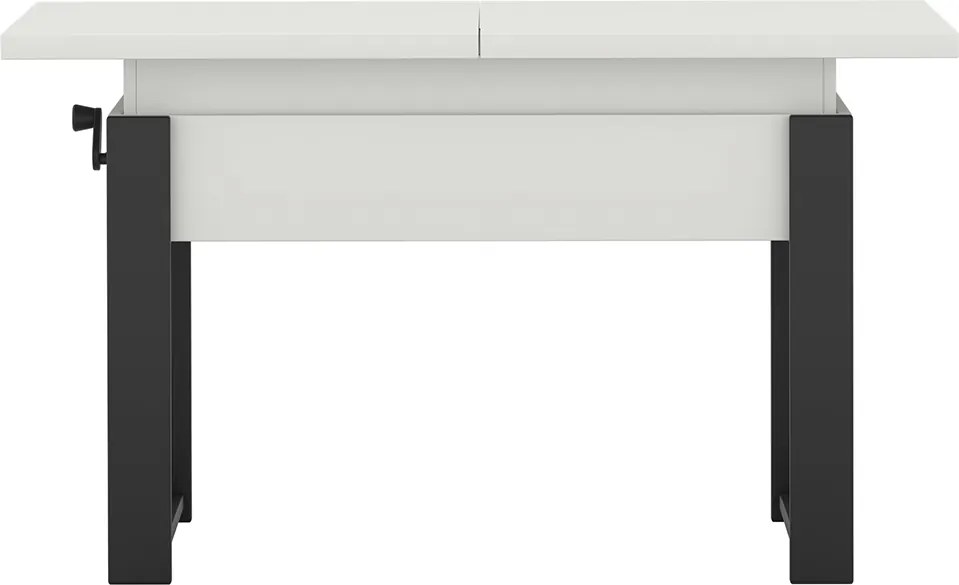 Rozkládací polohovací konferenční stolek HOGO 3v1 | 120-157x62,5-74,5x67 cm | síla horní desky 32 mm | bílá/černé nohy