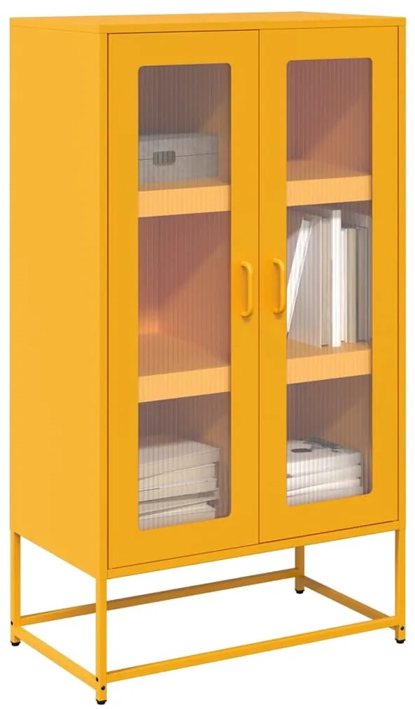 Skříň highboard hořčicově žlutá 68x39x123 cm ocel
