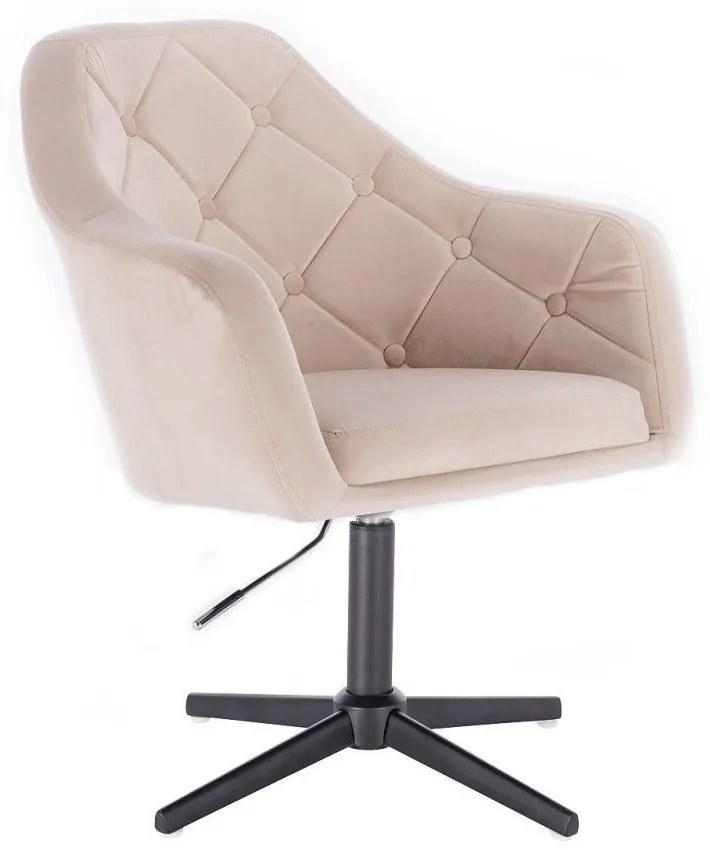 LuxuryForm DESIGN Křeslo ANDORA VELUR na černém kříži - krémové