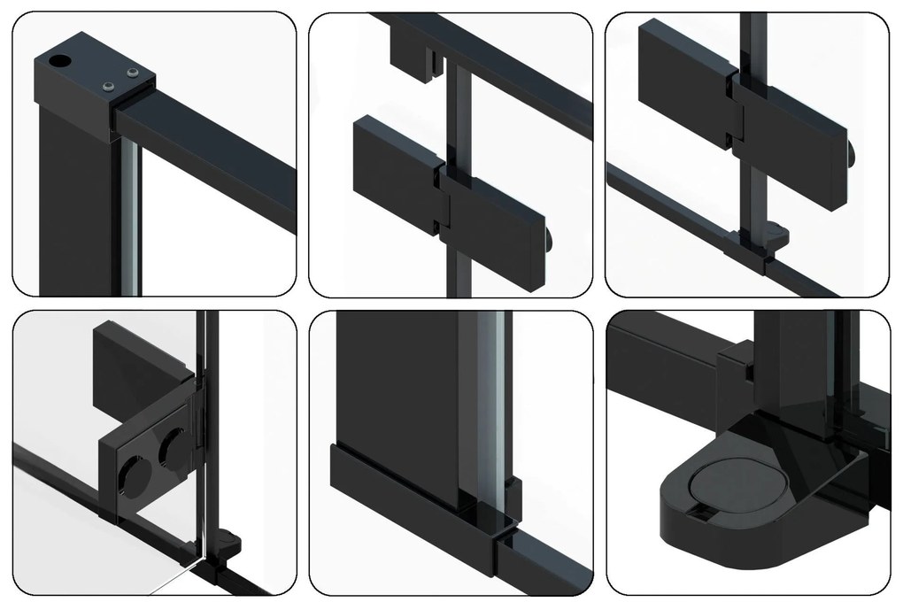 Sprchový kout REA FARGO 80/zástěna x 100/dveře cm, černý matný/transparent - bez vaničky