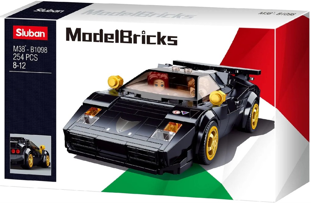 Stavebnice sluban model bricks m38-b1098 italský černý sportovní vůz