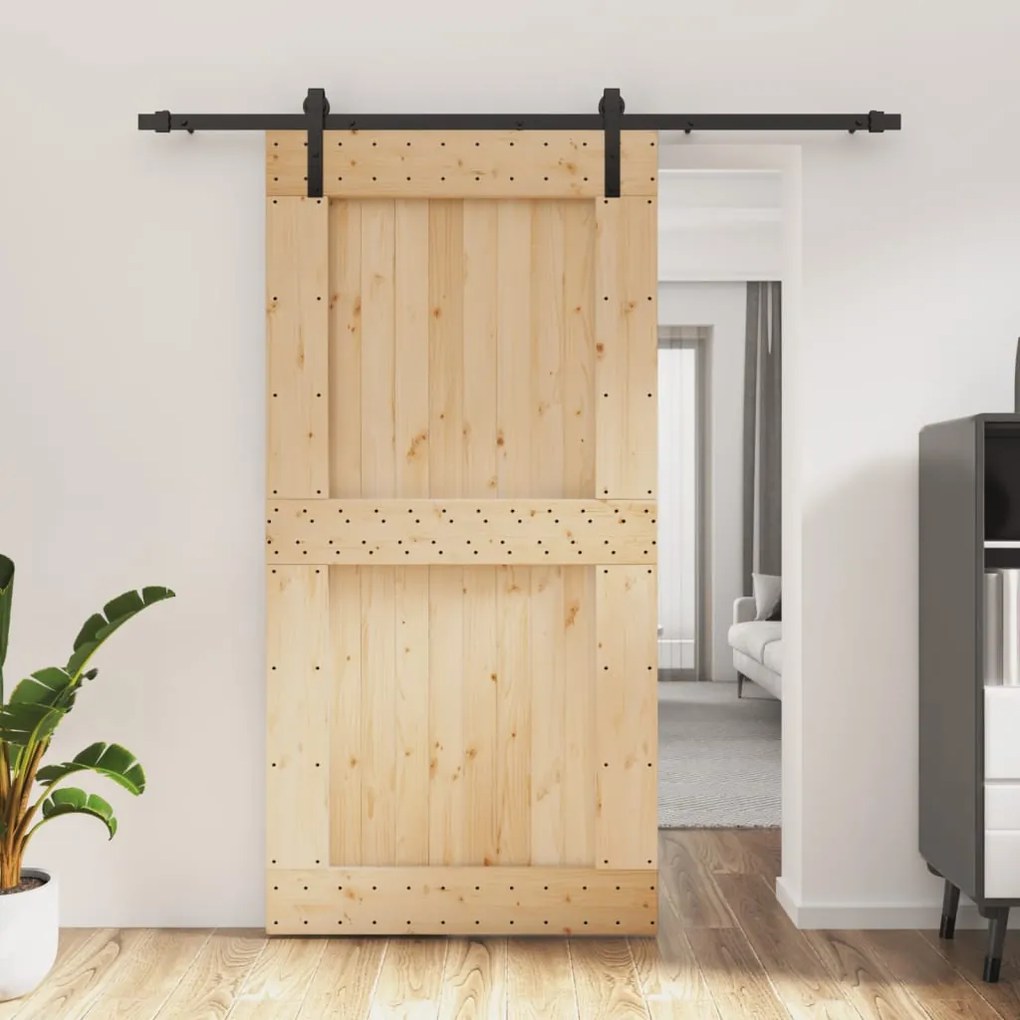 Posuvné Dveře S Kováním 100 X 210 Cm Masivní Borové Dřevo