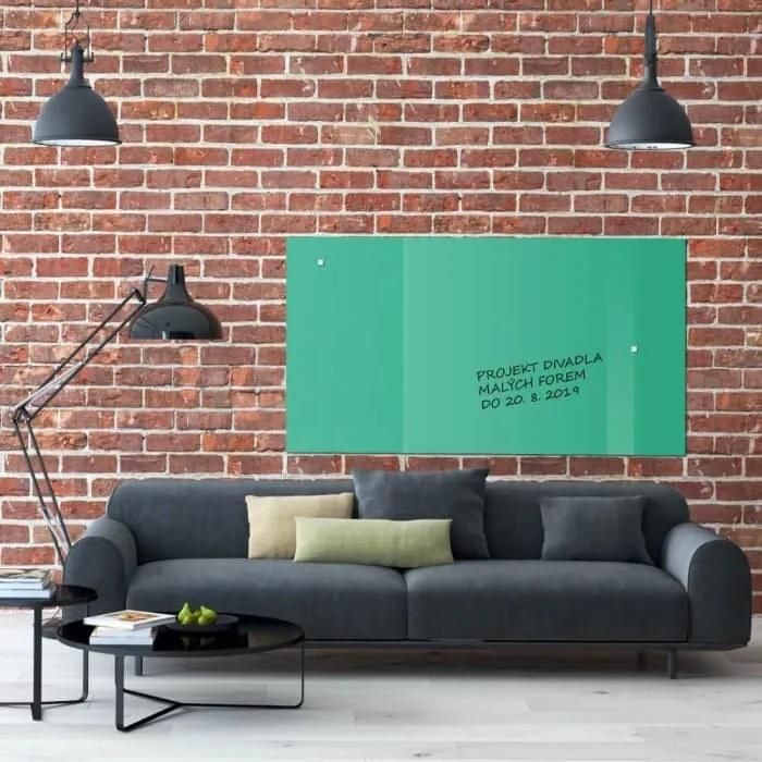 Zelená smaragdová skleněná magnetická tabule Smatab® - 100 × 200 cm