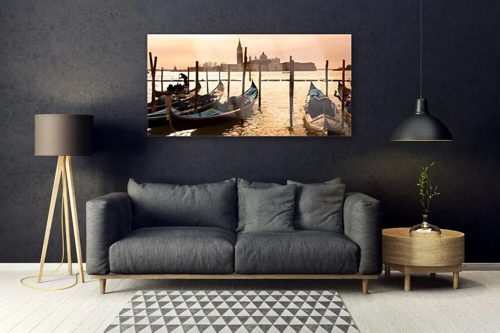 akrylový obraz Loďka Moře Krajina 120x60 cm
