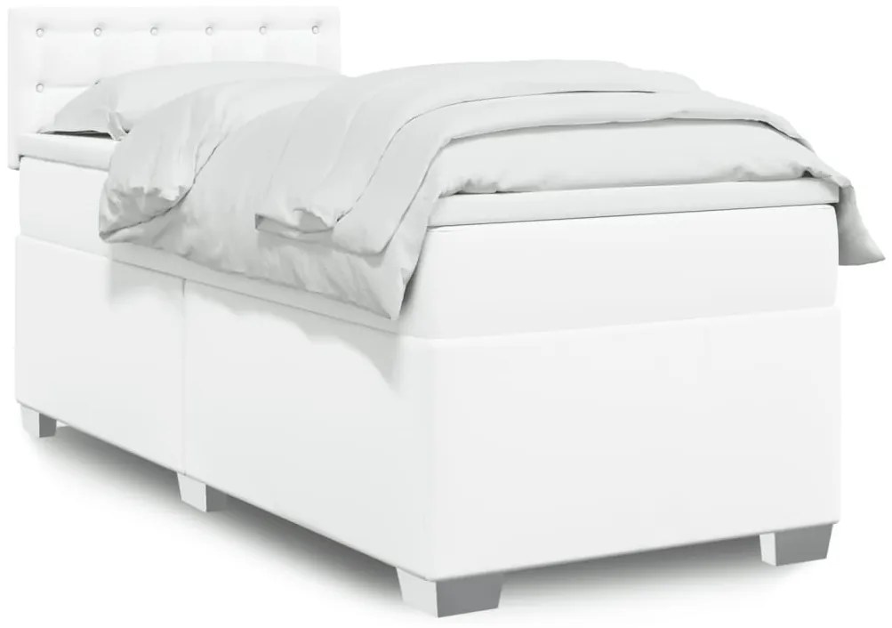 Box spring postel s matrací bílá 80 x 200 cm umělá kůže 3288397