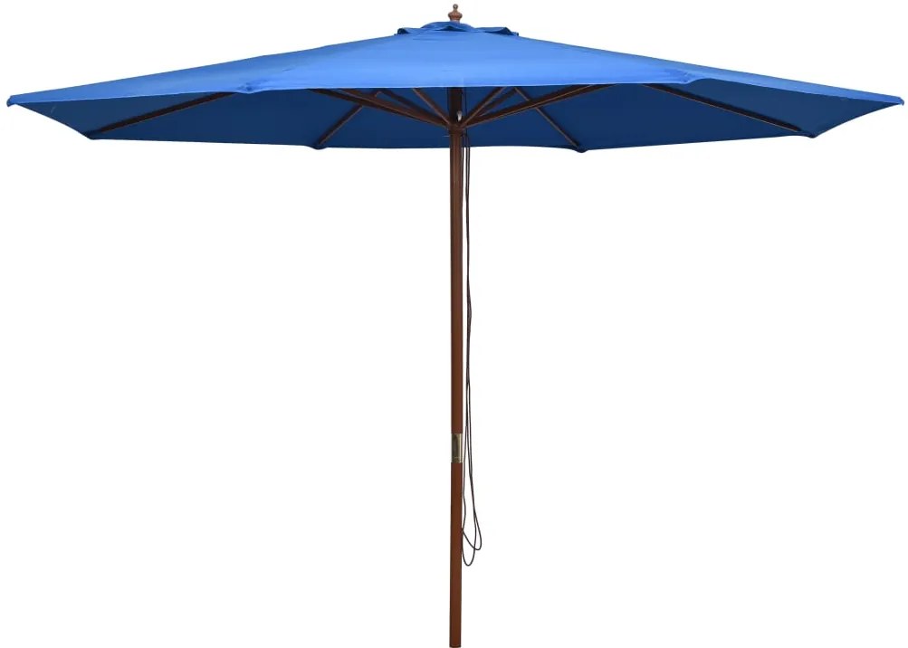 Zahradní slunečník s dřevěnou tyčí 350 cm modrý - Default Title