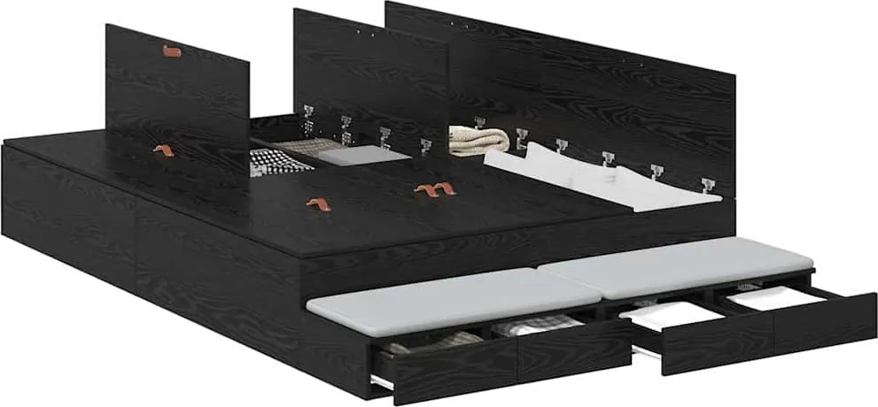 Rám postele s úložným prostorem se zásuvkou Černý dub 140 cm 3335694