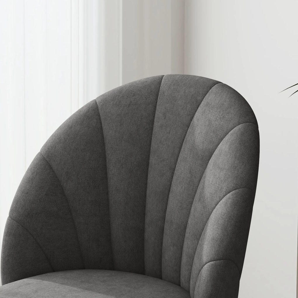 HOMCOM sada 4 židlí v sametovém vzhledu – polstrované ergonomické opěradlo, ocelové nohy, tmavě šedá