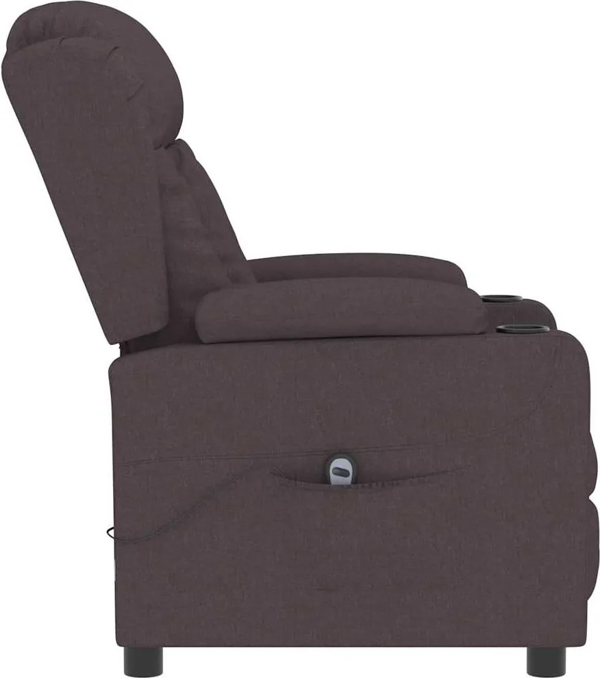 Elektrické polohovací křeslo tmavě hnědé textil 3098782