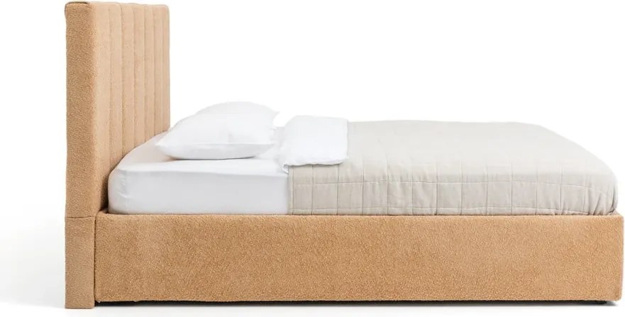 Čalouněná dvoulůžková postel s úložným prostorem s matrací/s roštem 160x200 cm v hořčicové barvě Thessa Bold Line – Bonami Selection