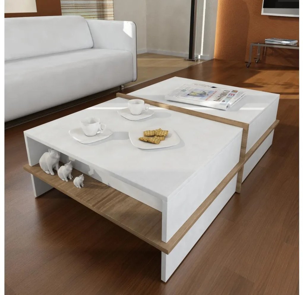 Asir Konferenční stolek PLUS 35x90 cm hnědá/bílá AS0825