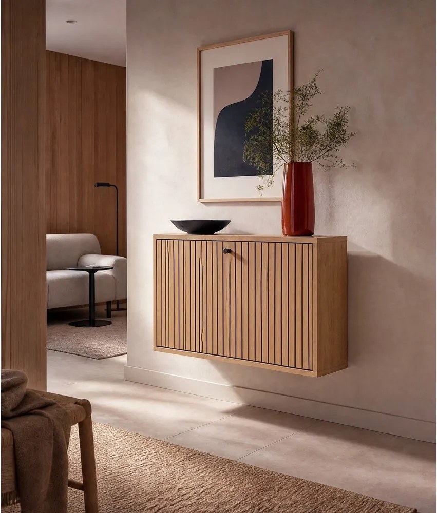 Výklopný botník v dekoru dubu v přírodní barvě 72x43x17 cm Albany – Actona