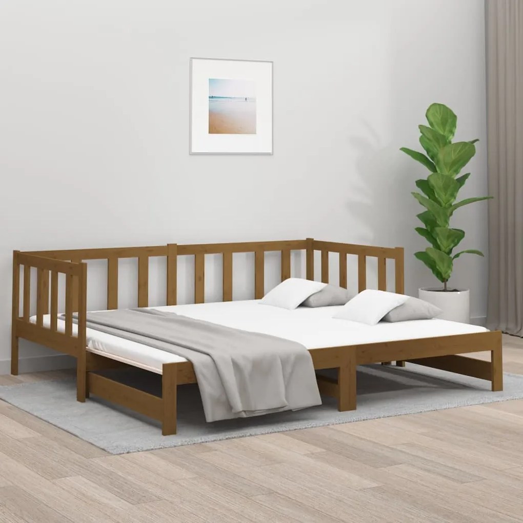 Výsuvná postel medově hnědá 2x (80 x 200) cm masivní borovice,  814707