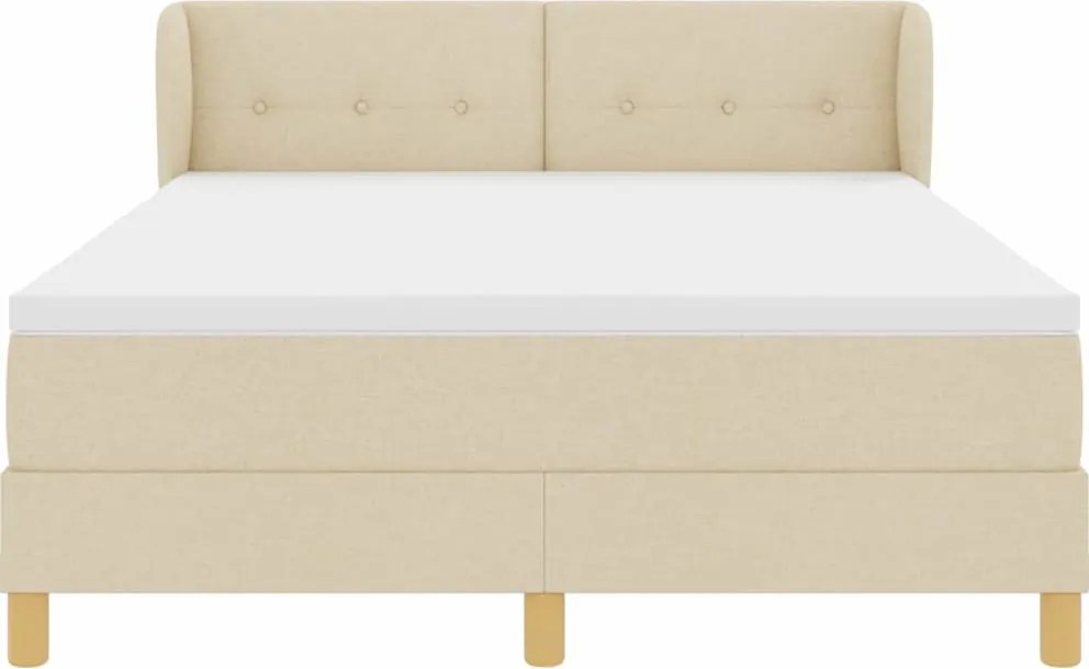 Postel s boxspringem s čelo Krémová 140 x 190 cm textil 3340211