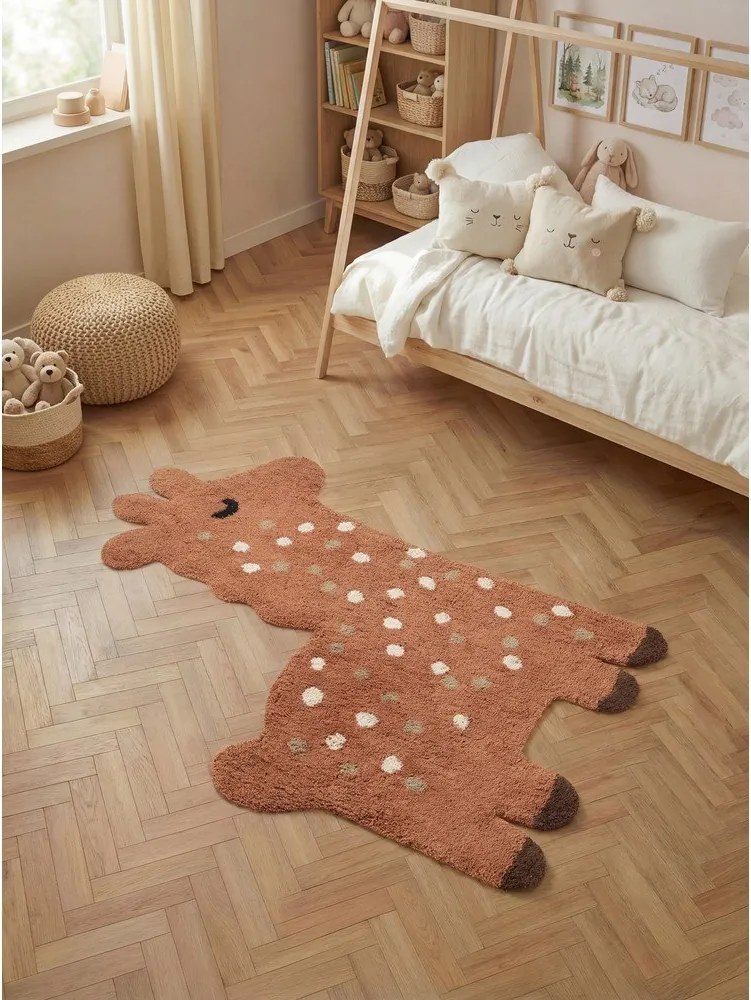 Hnědý pratelný/ručně tkaný bavlněný dětský koberec 89x120 cm Snuggle Gino – Hanse Home
