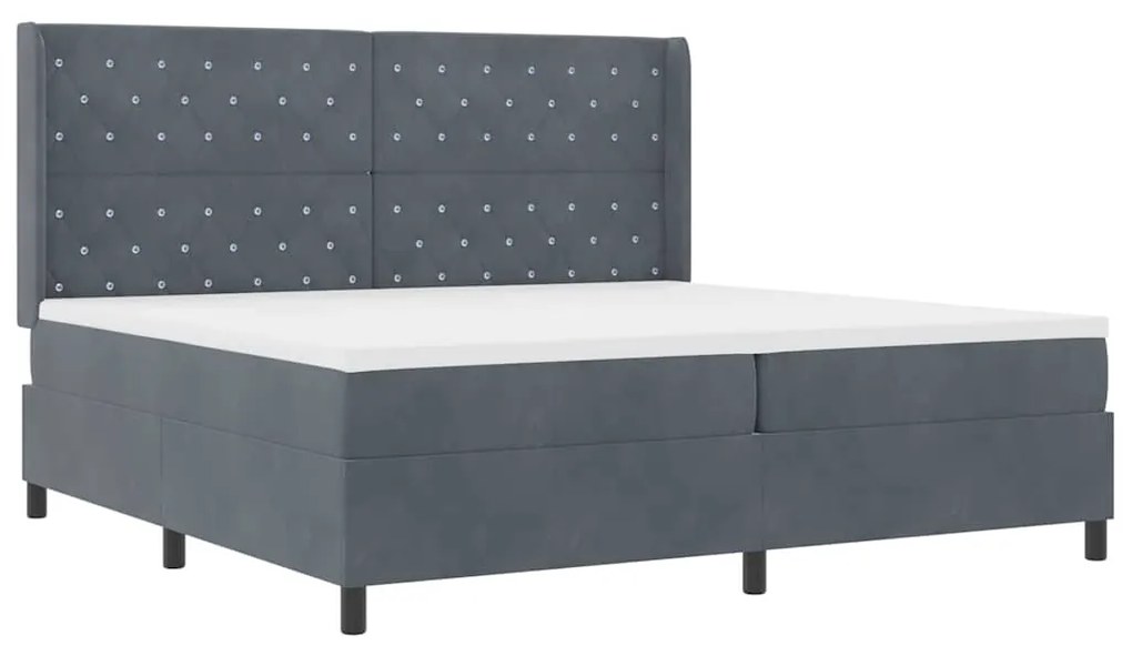 Postel s boxspringem s matrací Tmavě šedá 200 x 200 cm samet 3341973